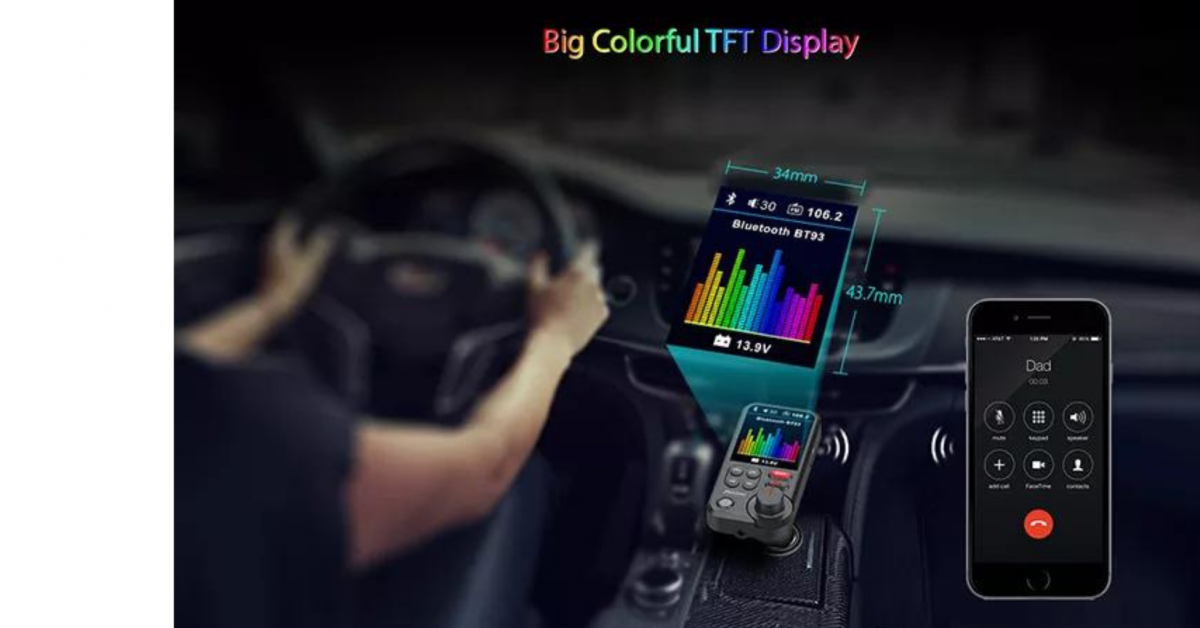 Big colorful TFT display car mp3 player car charger blue tooth car kitHo