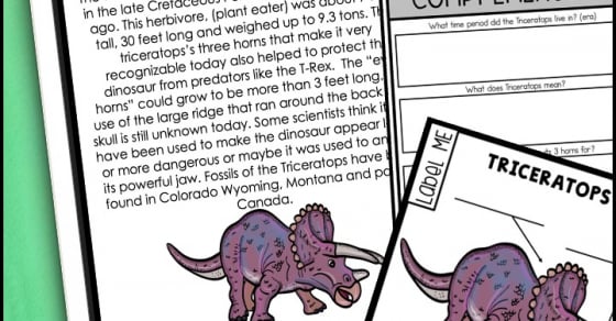FREE Dinosaur Nonfiction Passage and Comprehension Extensions