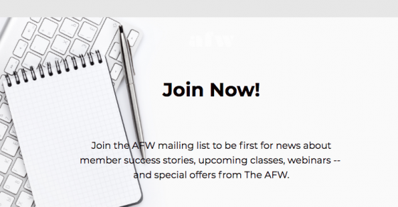 Join the AFW News Letter for News & Special Offers