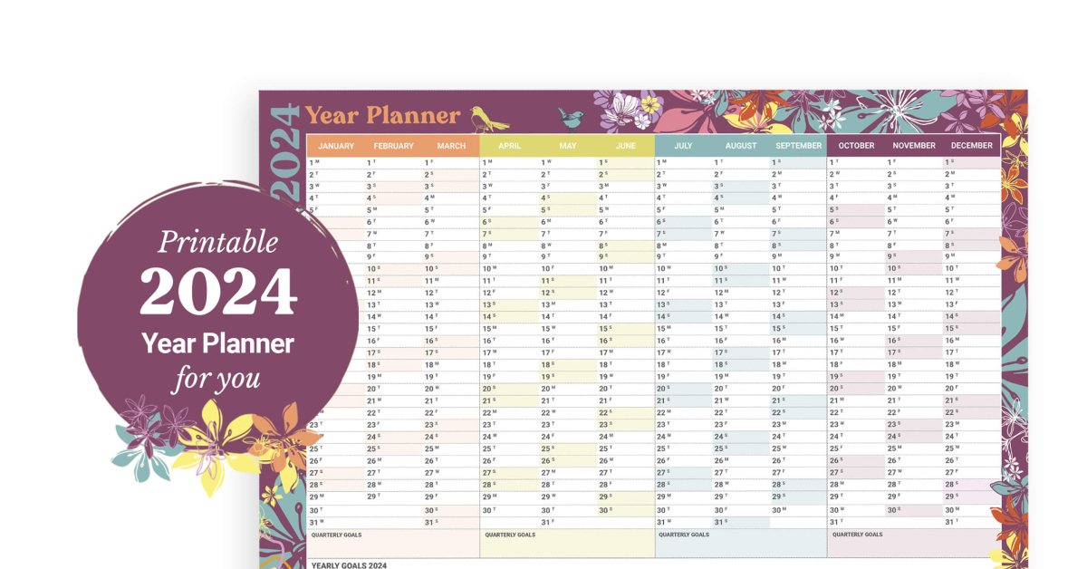 A gorgeous 2024 Year Planner that you can print and use