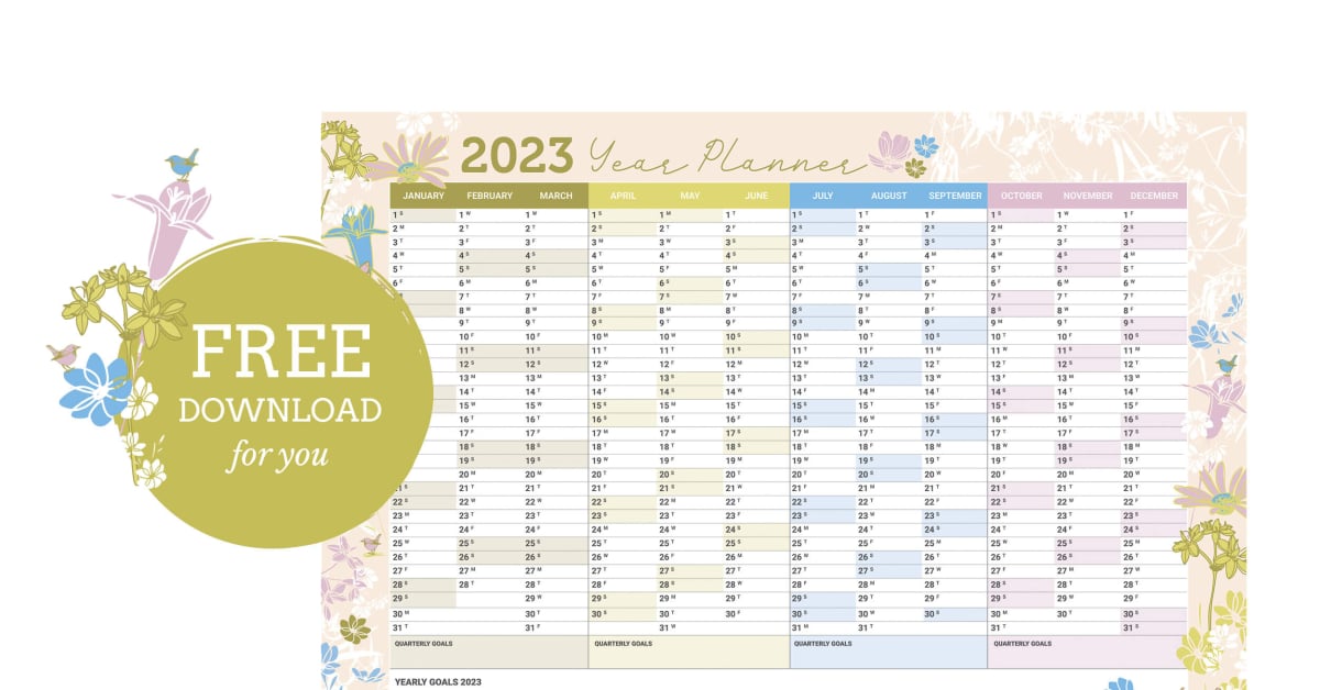 A gorgeous 2023 Year Planner that you can print and use