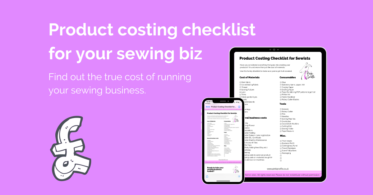 Free Product Costing Checklist for your sewing business