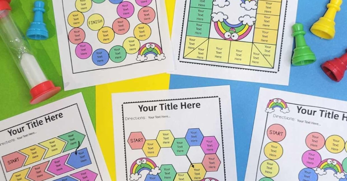 Editable Game Board Templates for Math, Spelling or Any Subject