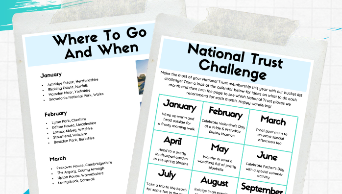 National Trust Bucket List | Free Printable National Trust Challenge