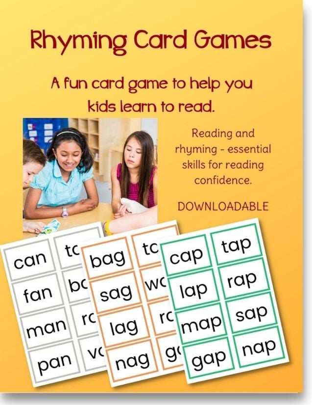Rhyming words card game