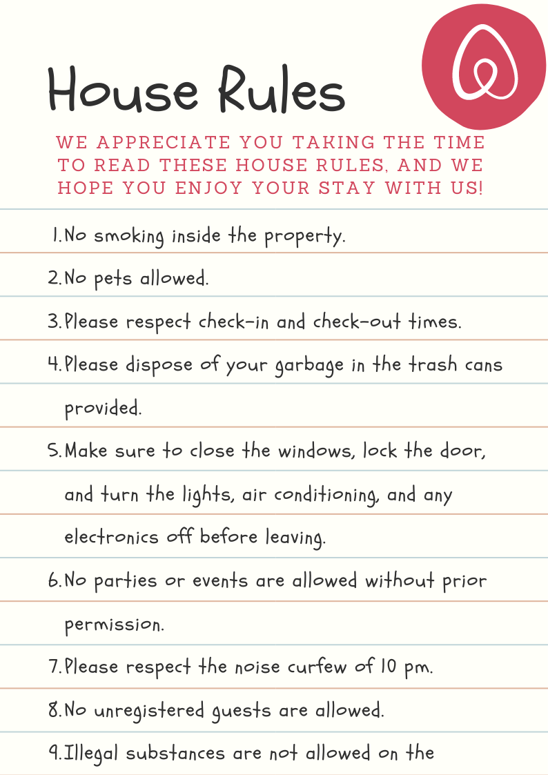 Airbnb Sample House Rules Ultimate Guide FREE PDF 2022 