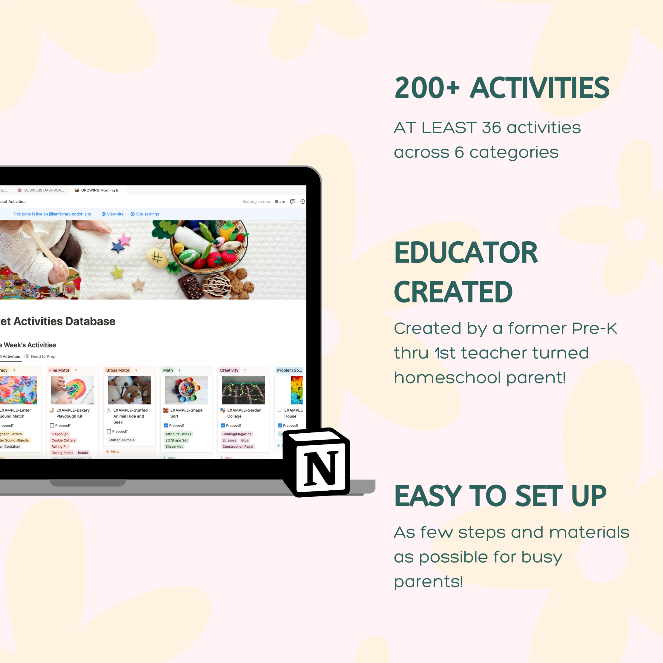 Morning Basket Activities Database for Notion