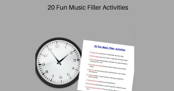 20 Fun Music Filler Activities FREE printable