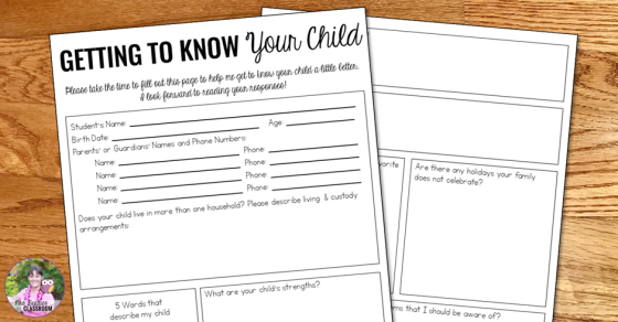 FREE Getting To Know Your Child Form