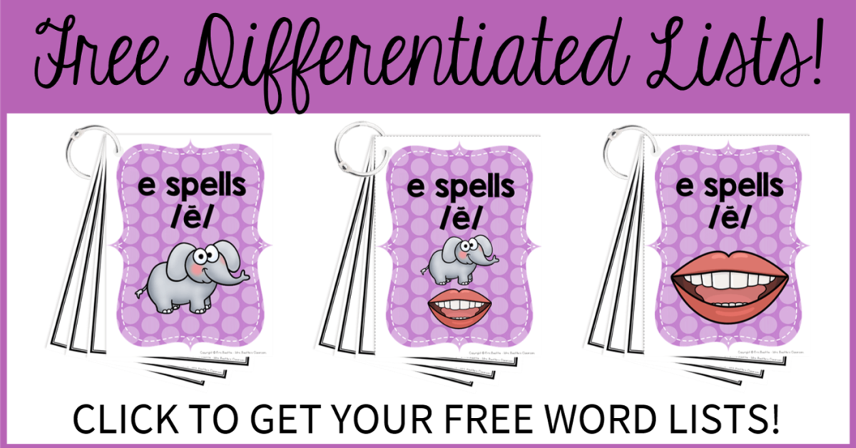 Editable Differentiated Word Lists - Free Sample