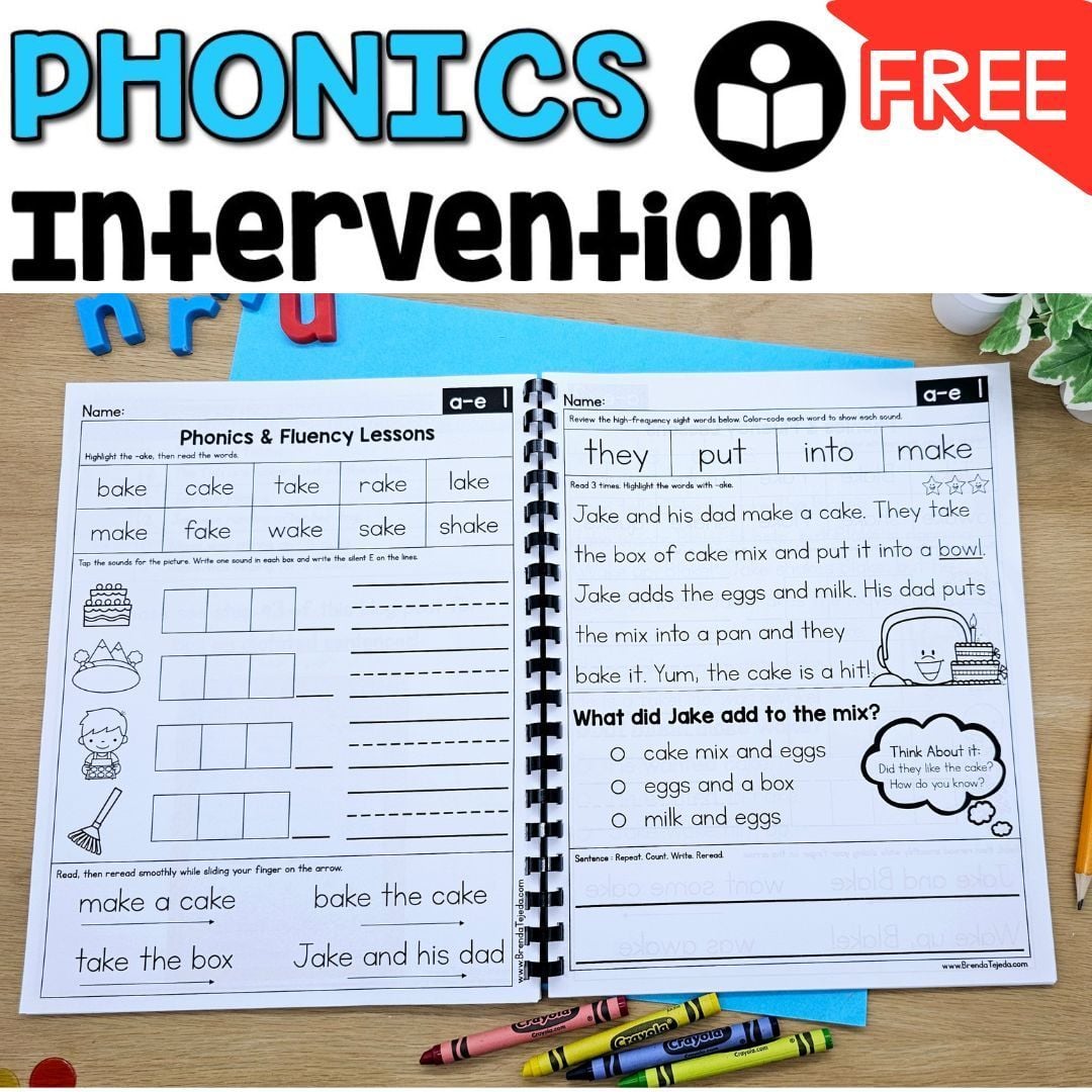 Free Phonics Intervention Pages for Small-group Reading Instruction