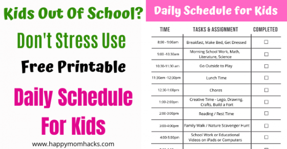 Free Printable Daily Schedule for Kids That's Easy to Follow