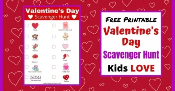 Cute Free Printable Valentine's Scavenger Hunt