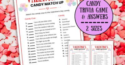 Free Printable Valentine's Candy Match Up Game