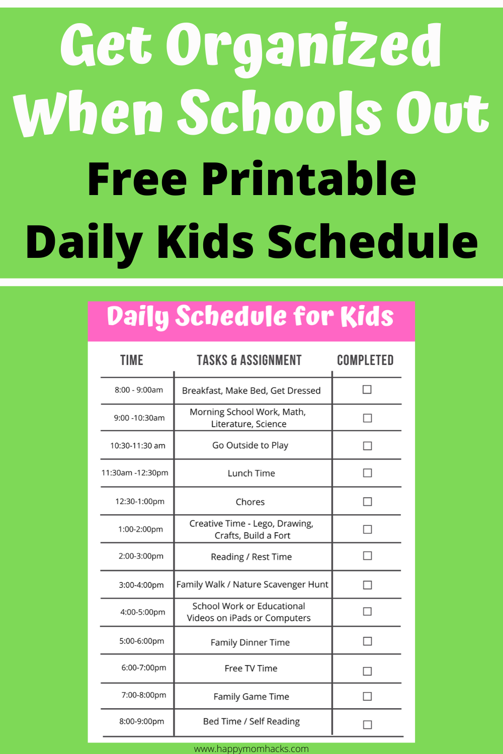 Free Printable Daily Schedule For Kids That s Easy To Follow