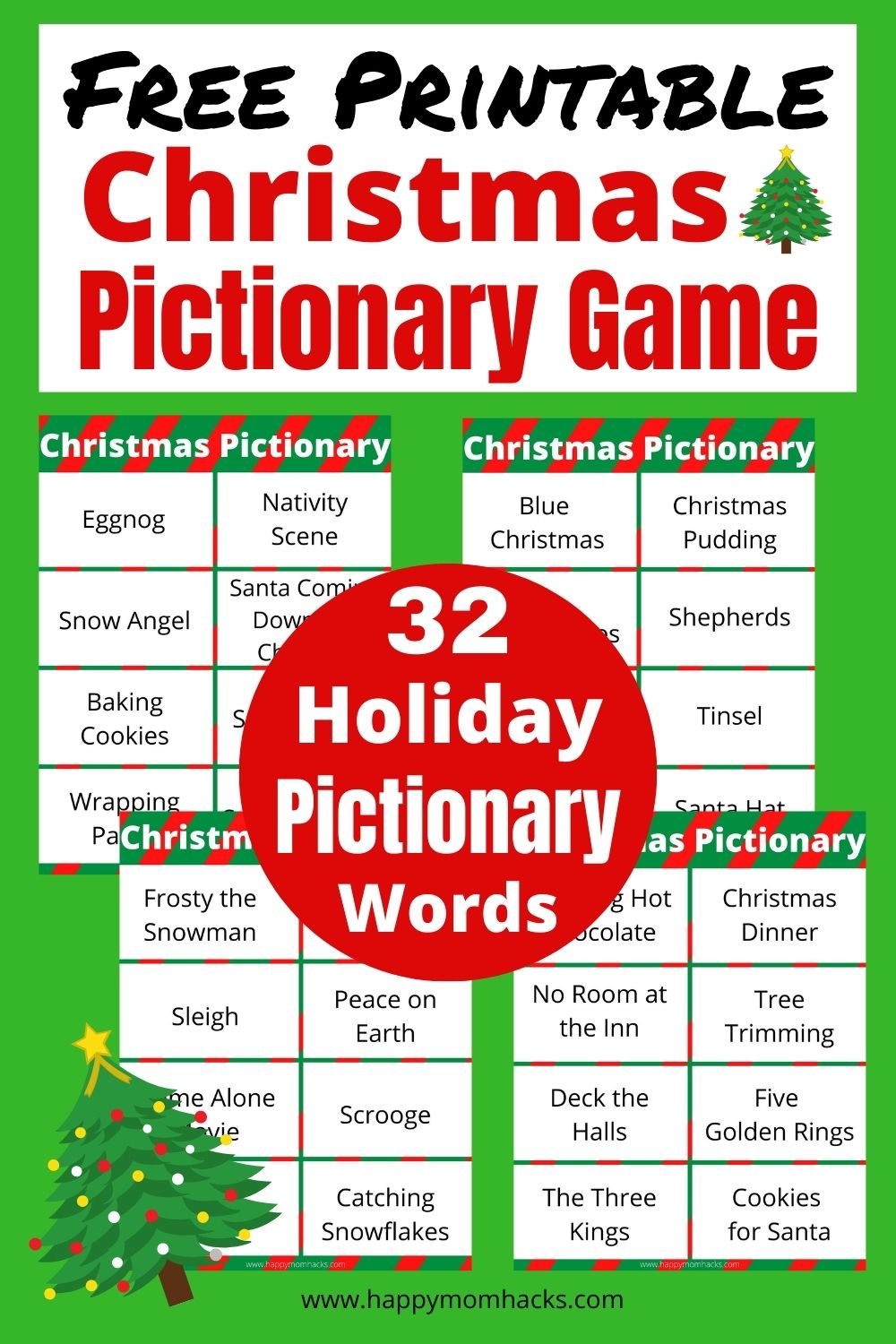 Free Printable Christmas Pictionary Game Cards For Holiday Parties Free Printable Christmas Pictionary Game Cards For Holiday Parties